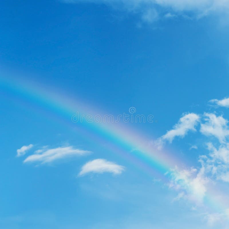 Beautiful Colorful Rainbow on Blue Sky Stock Photo - Image of abstract ...
