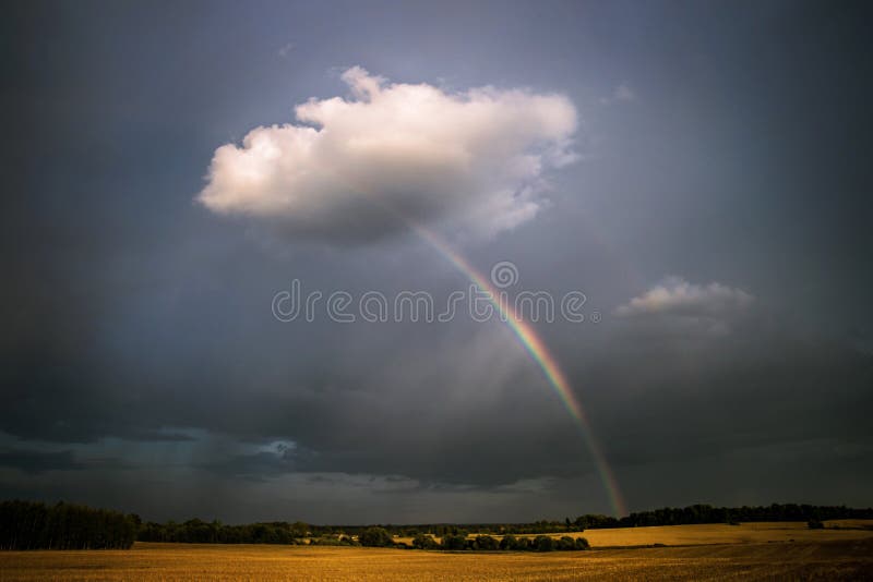 Beautiful Rainbow and Small Cloud Stock Image - Image of small, beauty ...