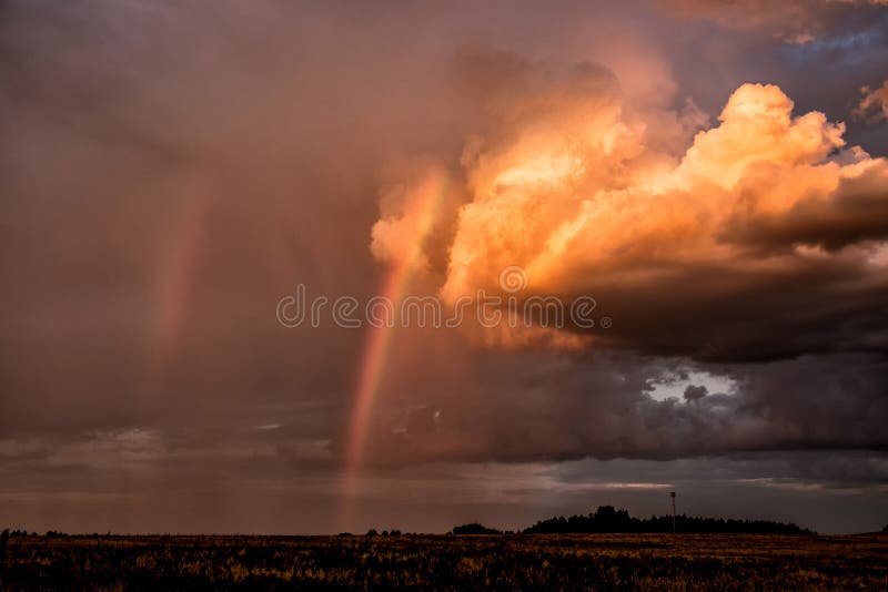 Beautiful Rainbow and Small Cloud Stock Image - Image of stormchasing ...