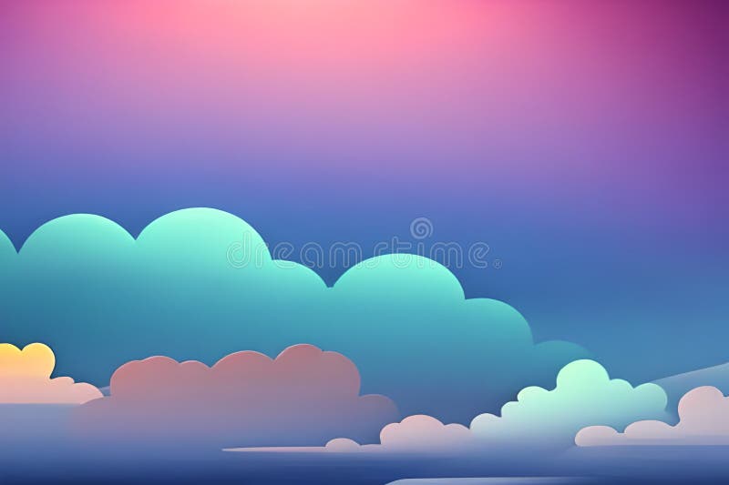 Beautiful Colorful Sky Blue Cloud Minimalist Illustration Background ...