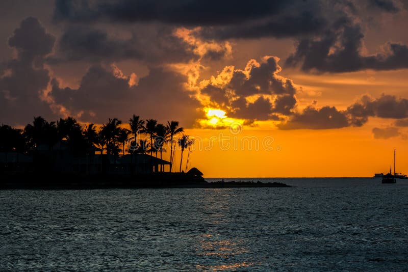 Beautiful and Colorful Sunset in Key West. Stock Image - Image of ...