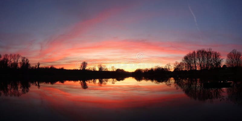 Beautiful Colorful Sunset -water Reflection Stock Photo - Image of ...