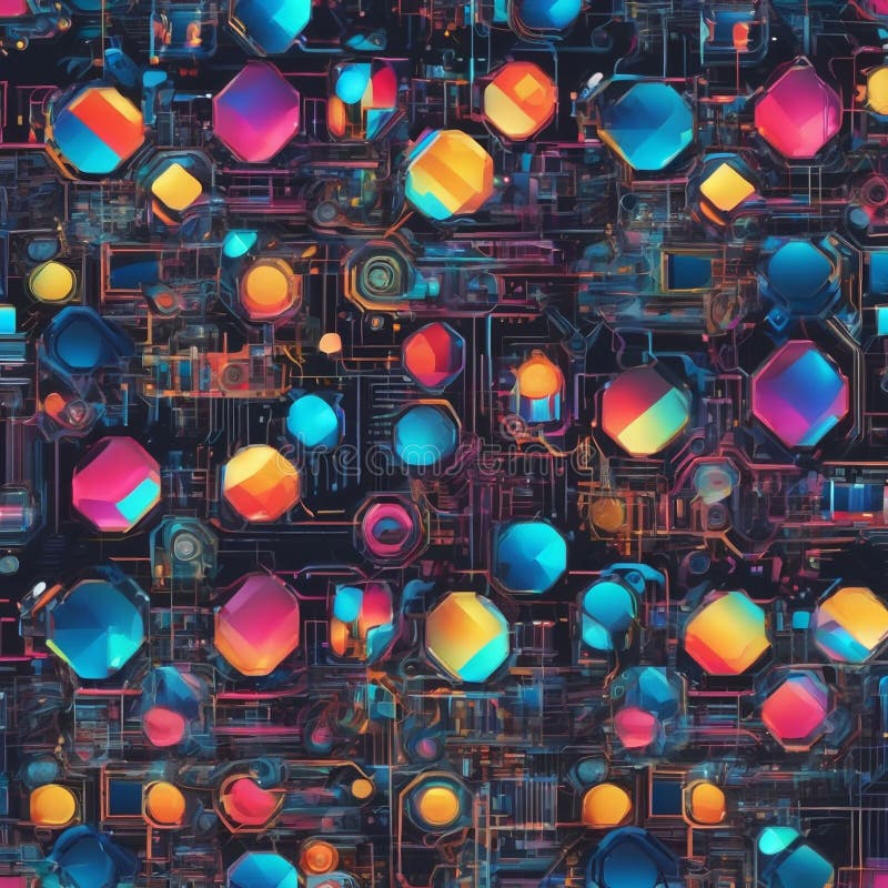 Beautiful and Colorful Technological Illustration Pattern Ai Generated ...