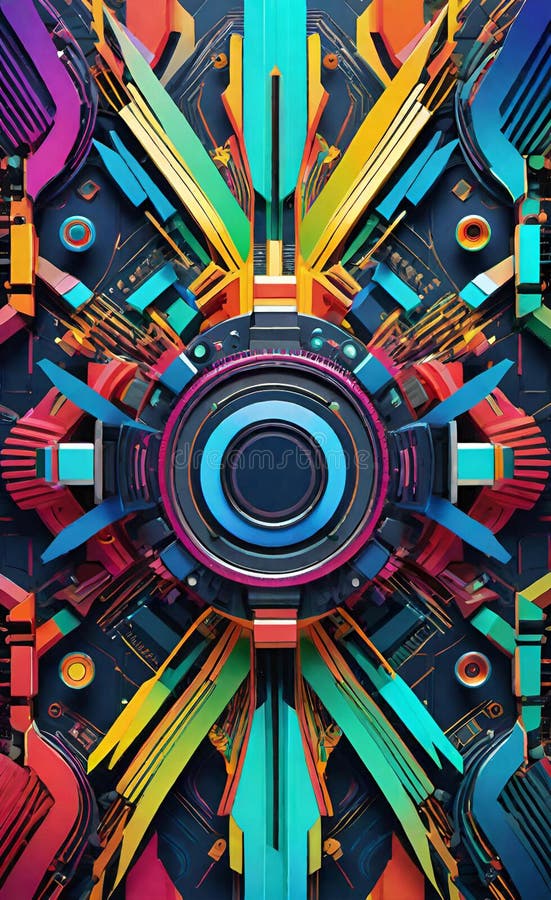 Beautiful and Colorful Technological Illustration Pattern Ai Generated ...