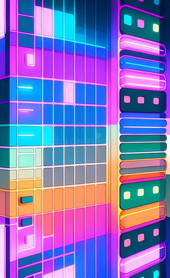 Beautiful and Colorful Technological Illustration Pattern Ai Generated ...