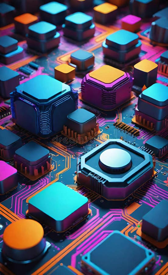 Beautiful and Colorful Technological Illustration Pattern Ai Generated ...