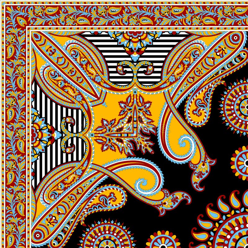 Beautiful Colorful Textile Print Scarf Design Stock Illustration ...