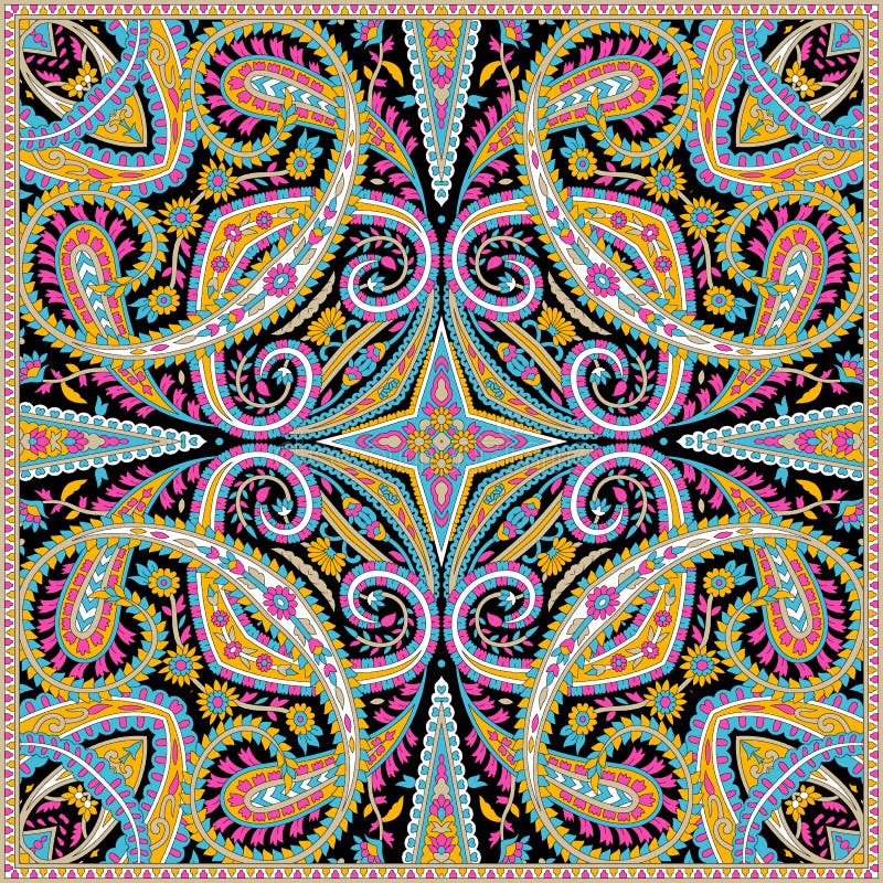 Beautiful Colorful Textile Print Scarf Design Stock Illustration ...