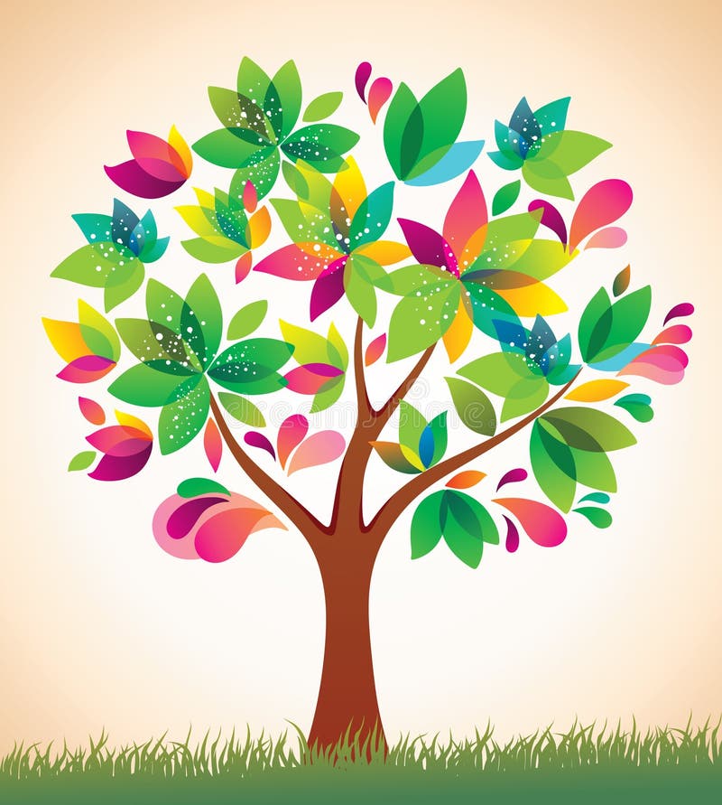 Colorful Abstract Flower Tree Stock Illustration - Illustration of ...