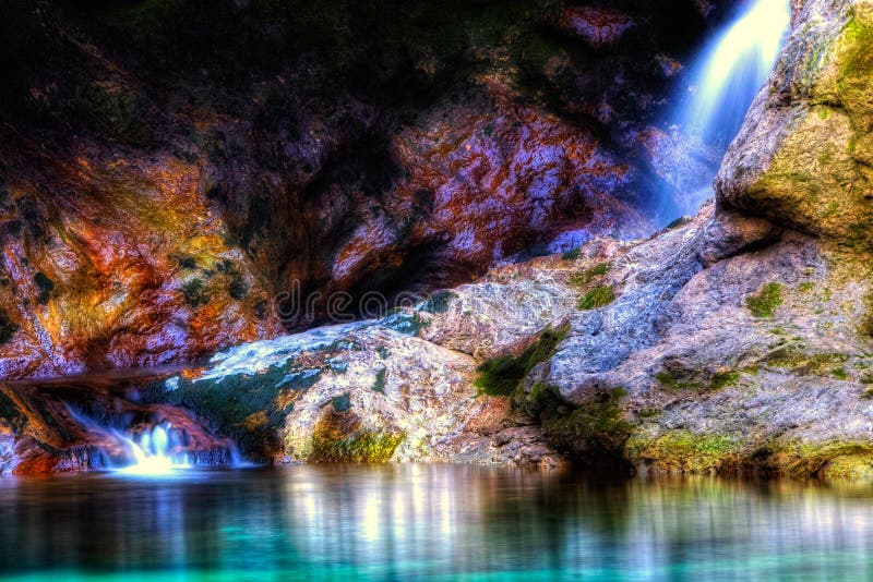 Beautiful Colorful Waterfall Stock Photo - Image of droplets, fairy ...