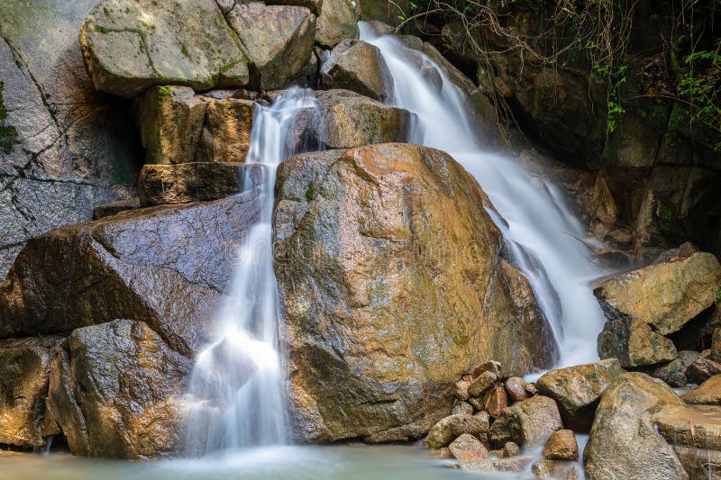 Beautiful and Colorful Waterfall. Waterfall on Rocks Stock Image ...