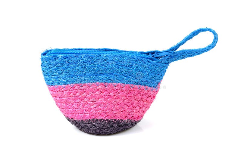 Beautiful Colorful Weave Handbag on White Background. Stock Photo ...