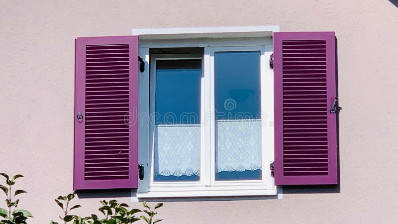 Beautiful Colorful Window in the Countrysid in Austrian Home. Stock ...