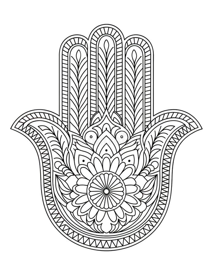Beautiful Coloring Book for Adults with Hamsa Stock Illustration ...
