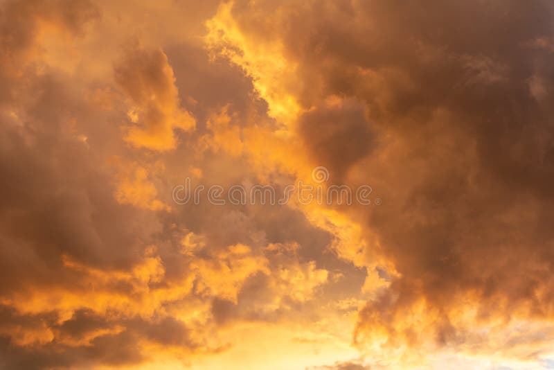 After the Storm, the Sky Was Covered with the Setting Sun. Stock Photo ...
