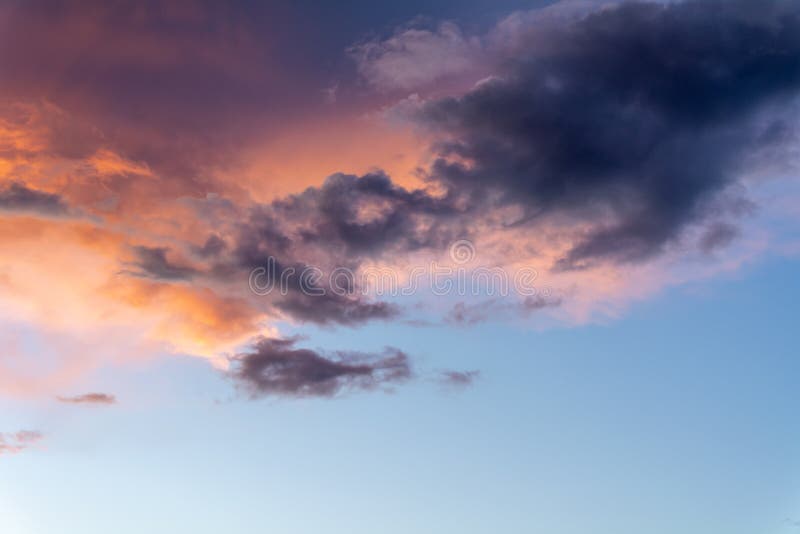 After the Storm, the Sky Was Covered with the Setting Sun. Stock Photo ...