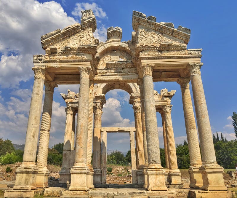 Beautiful Coloumns in Aphrodisias Ancient City Stock Image - Image of ...
