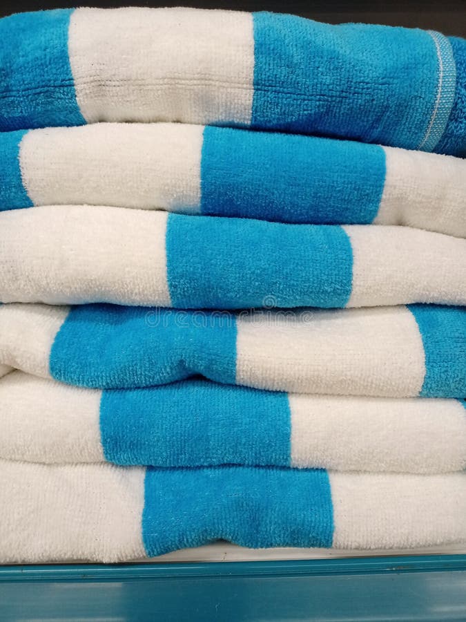 Beautiful Colour Bathroom Towel Blue and White Colour Line Stock Image ...