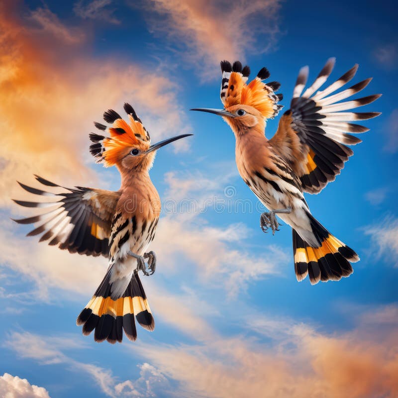 Beautiful Colourful AI Generated Pair of Flying Birds Stock ...