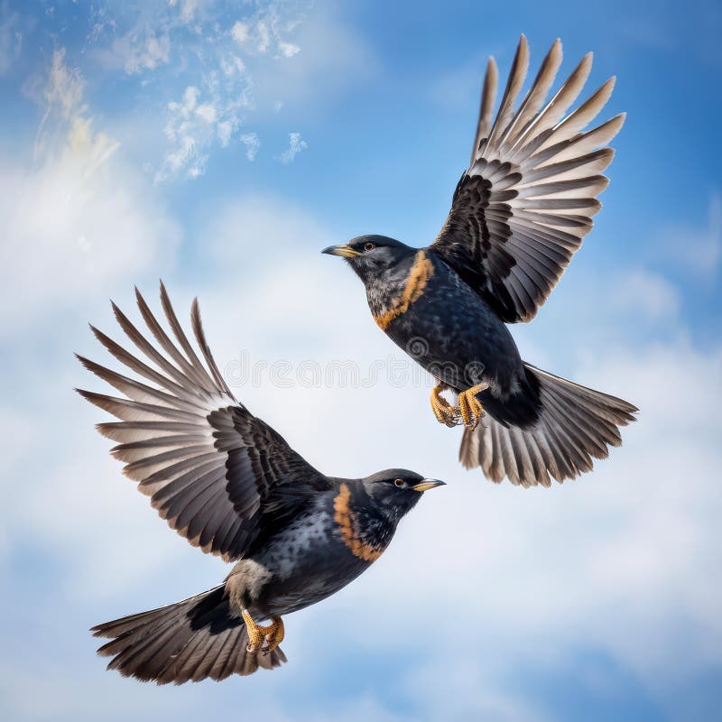 Beautiful Colourful AI Generated Pair of Flying Birds Stock ...