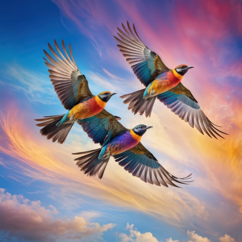 Beautiful Birds In Flight Colorful Flying Birds PNG, Vector, PSD, And