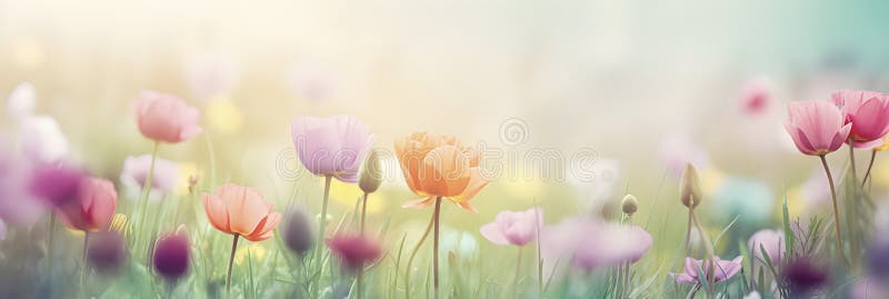 Beautiful Colourful Bloomed Flower Field, Summer Soft Background. Ai ...