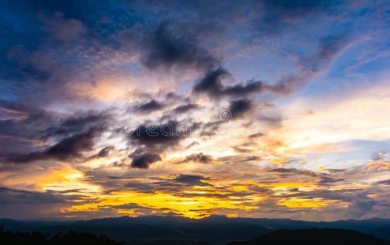Beautiful Colourful Dramatic Sunset Cloudy Sky. Stock Image - Image of ...