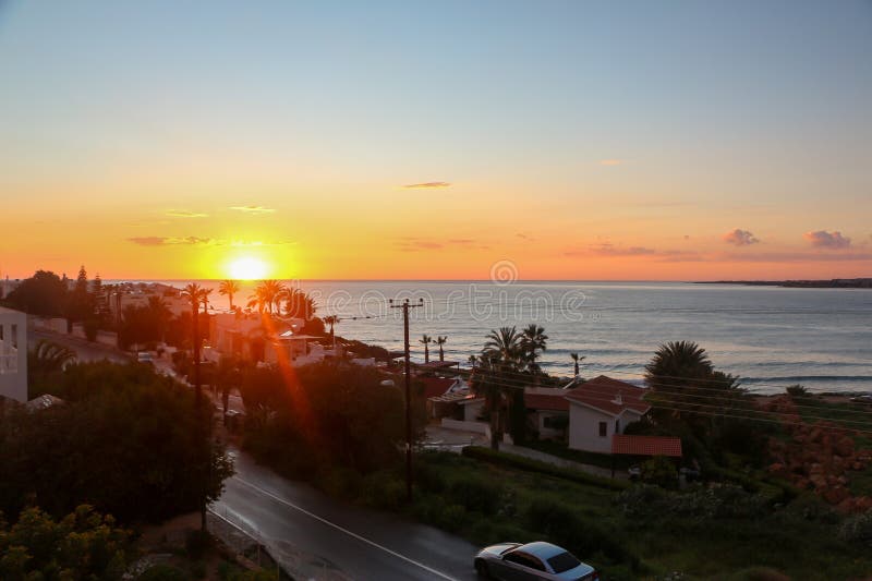 Beautiful Colours at Sunset Outside Paphos in Cyprud Stock Image ...