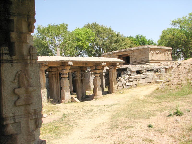 Beautiful Columns Architecture of Ancient Ruins of Temple in Hampi ...