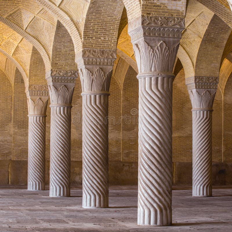 Beautiful Columns In Vakil Mosque, Shiraz, Iran Stock Photo - Image of ...