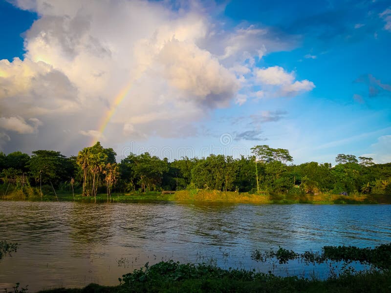 Beautiful Combination of Rainbow and Lake Stock Photo - Image of lake ...