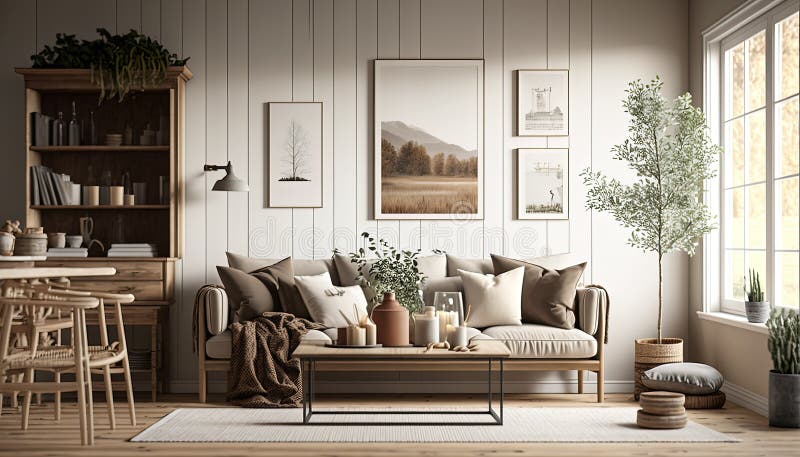Beautiful Comfortable Cozy Interior, Style Design. Generative Ai Stock ...