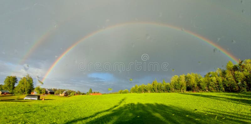 Beautiful Complete Rainbow in Sweden Land Stock Image - Image of ...