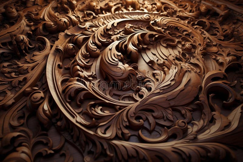 Beautiful and Complex Wood Carving Stock Illustration - Illustration of ...