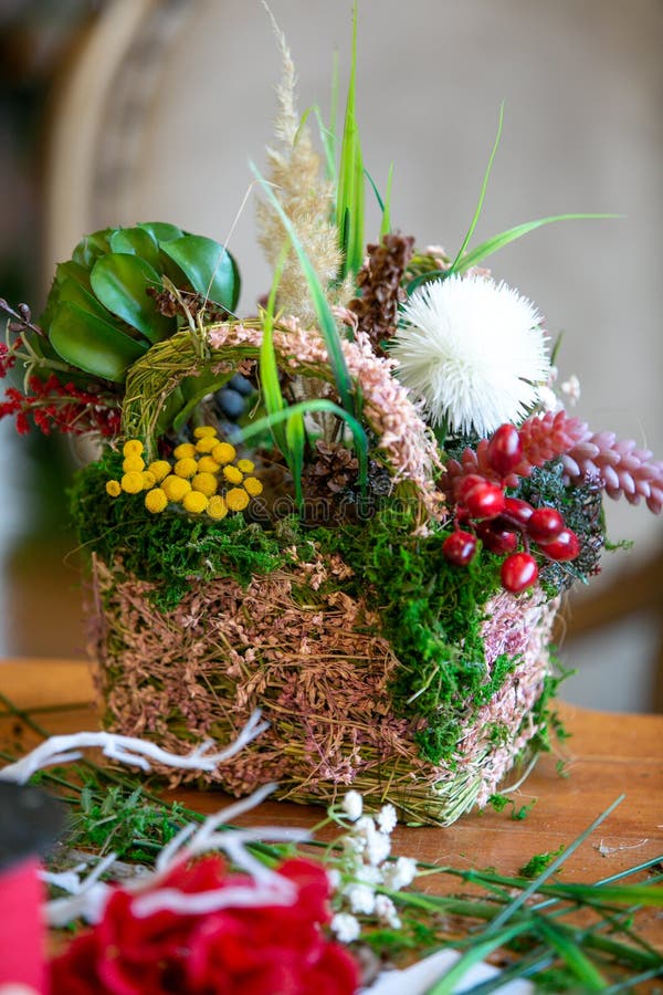 Beautiful Composition of Flowers is on the Table Stock Image - Image of ...