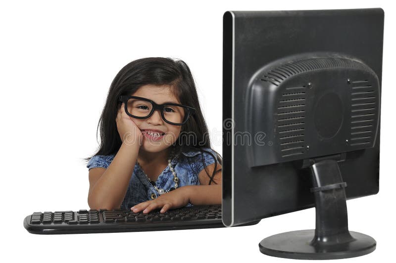 Little Girl Using Laptop stock photo. Image of happy - 99006802