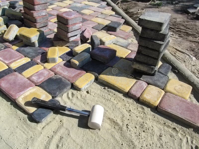 Beautiful Construction Background - in the Process of Laying Paving ...