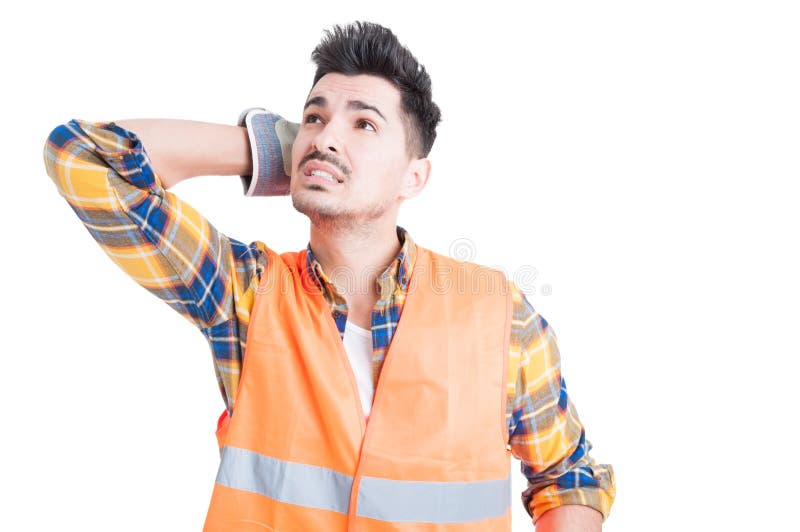 Beautiful Constructor or Engineer in Workwear Looking Confused Stock ...