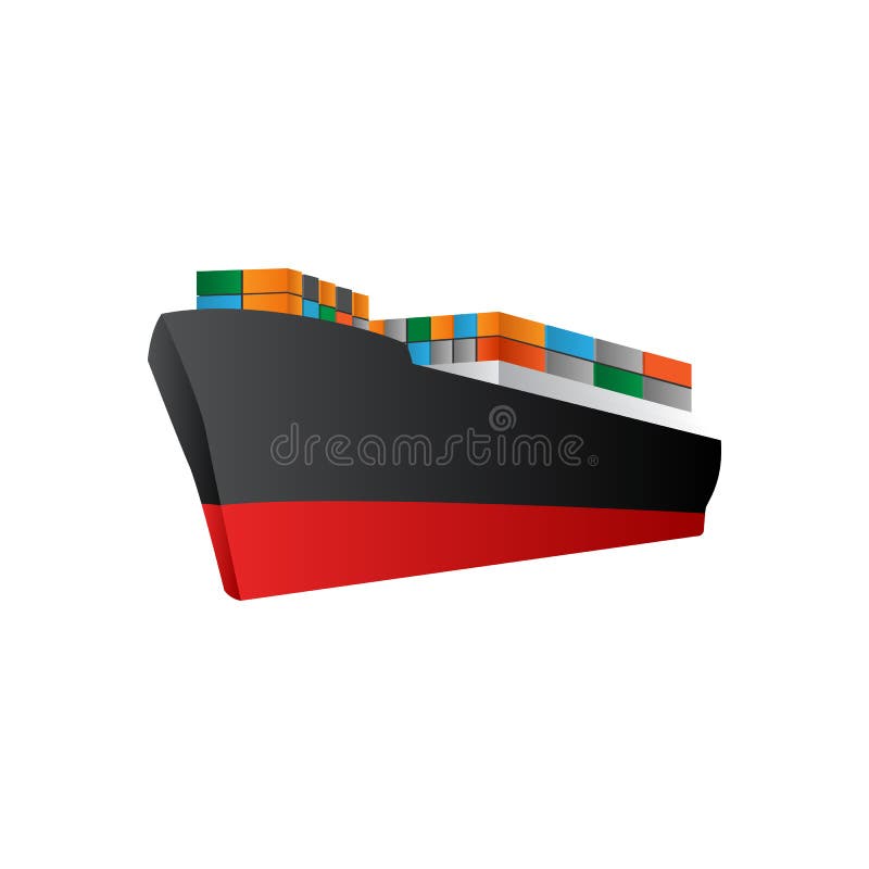 Beautiful Container Ship International Cargo. Vector Illustrated Icon ...