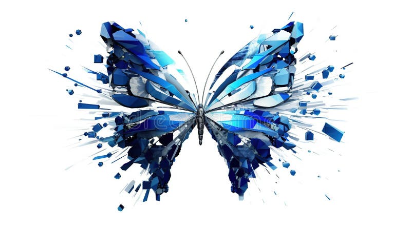 Beautiful Contemporary Blue Color Butterfly Effect on White Background ...