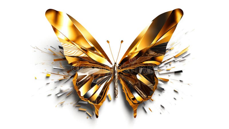 Beautiful Contemporary Gold Color Butterfly Effect on White Background ...