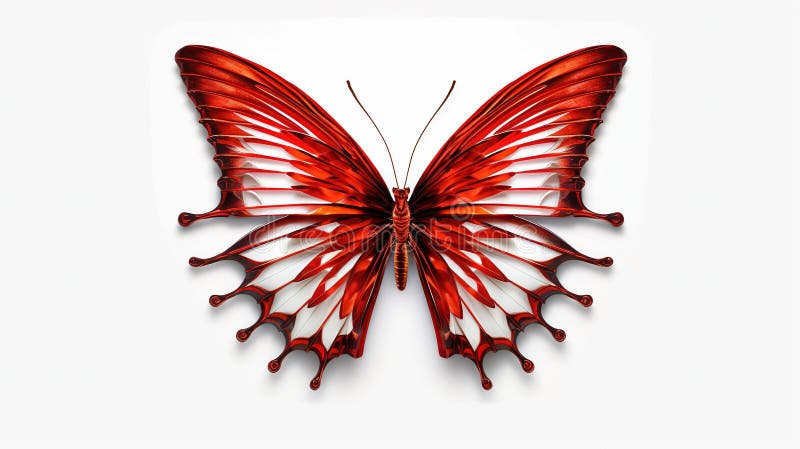 Beautiful Contemporary Red Color Butterfly Effect on White Background ...