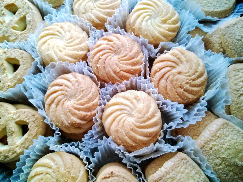 Beautiful Cookies with a Spiral Pattern on a Clay Plate Stock Photo ...