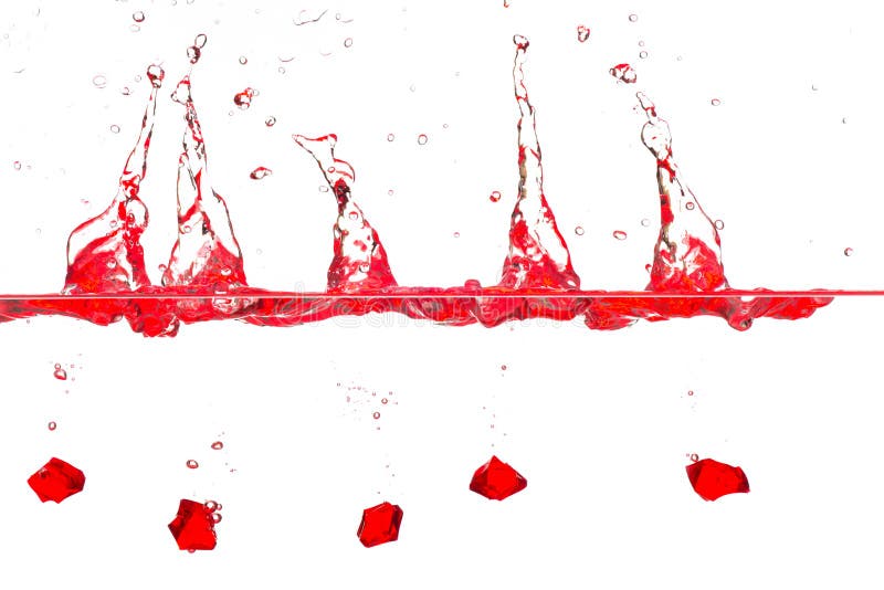 Beautiful and Cool Splashes of Water from Falling into it Red Tr Stock ...