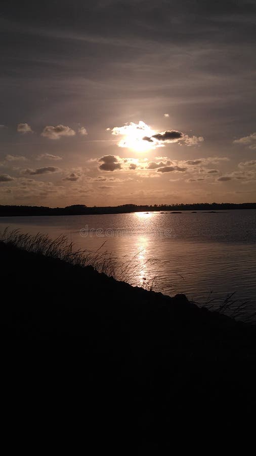 Beautiful Core Sound Sunset Reflection Stock Photo - Image of sunset ...