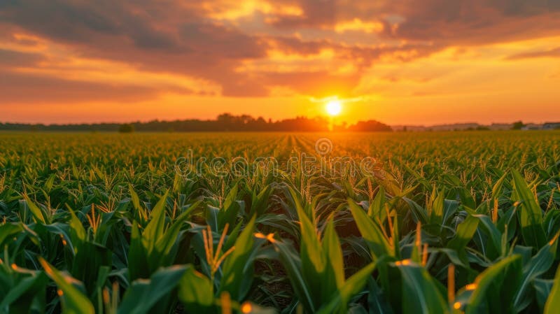 Beautiful Corn Field at Sunrise Stock Image - Image of maize, sunshine ...