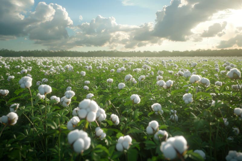 Beautiful Cotton Fields Full of Crops Stock Photo - Image of textile ...