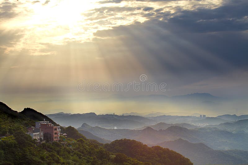 Beautiful Country View of Sunset Stock Photo - Image of rural, green ...