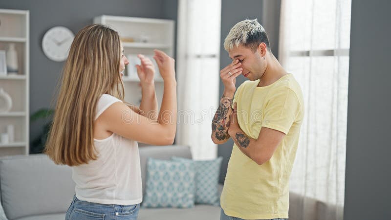 Beautiful Couple Arguing at Home Stock Photo - Image of house, unhappy ...