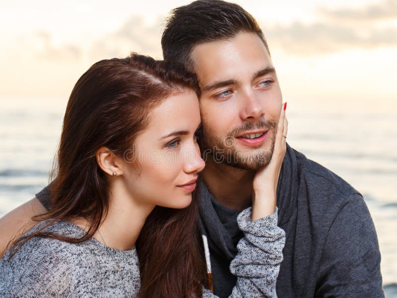 Beautiful Couple on the Beach Stock Image - Image of beach, sitting ...